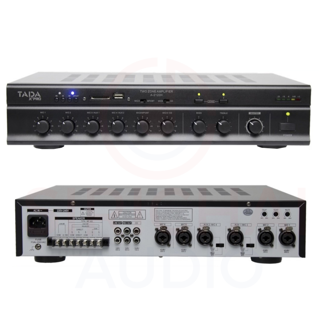 เครื่องขยายเสียง TADA รุ่น A2120H (Mixer Power Amplifier) แบบลายน์ 2โซน ...