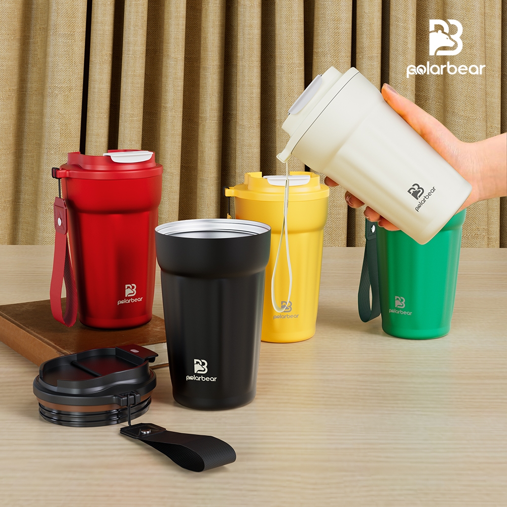 Polarbear แก้วกาแฟพกพา เก็บความเย็น แก้วกาแฟ แก้วเก็บอุณหภูมิ สแตนเลสแบบพกพา น้ำสแตนเลส 480ML ...