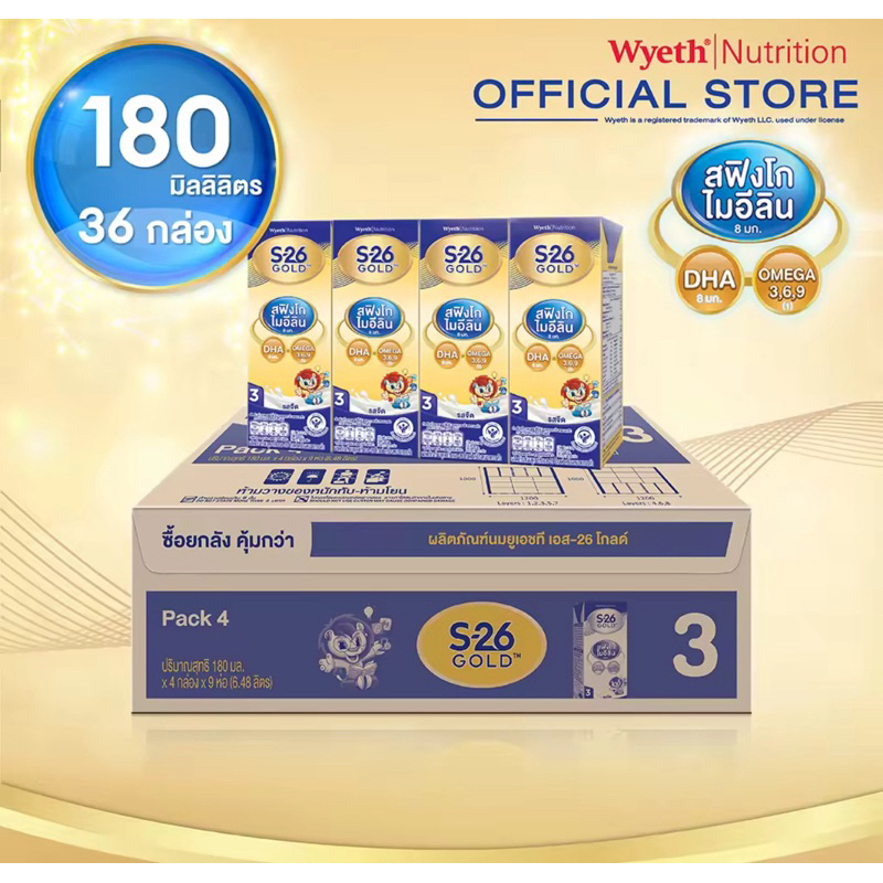 นมUhtเอส-26โกลดิ์สูตร3ขนาด180มล(36กล่อง)อายุ16/12/2025 | Shopee Thailand