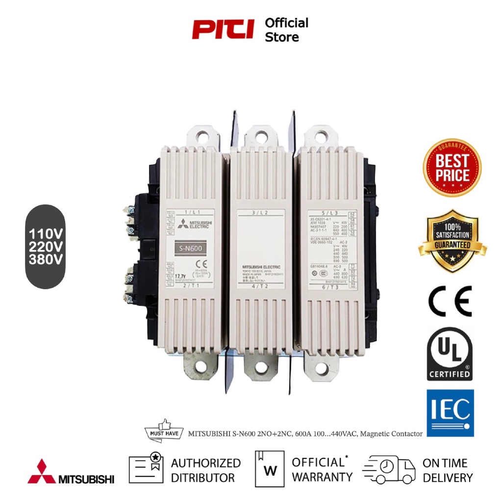 MITSUBISHI S-N600 2NO+2NC, 600A 100…440VAC, Magnetic Contactor | Shopee ...