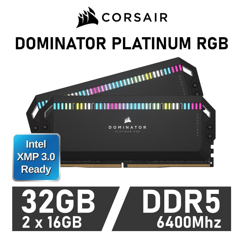 RAM CORSAIR DOMINATOR PLATINUM RGB DDR5 32GB (2x16GB) DDR5 6400 CL32-40-40-84 ...