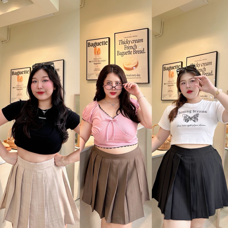 กระโปรงกางเกง (จีบรอบ) กระโปรงสาวอวบ เอว32-48นิ้ว plussize | Shopee Thailand