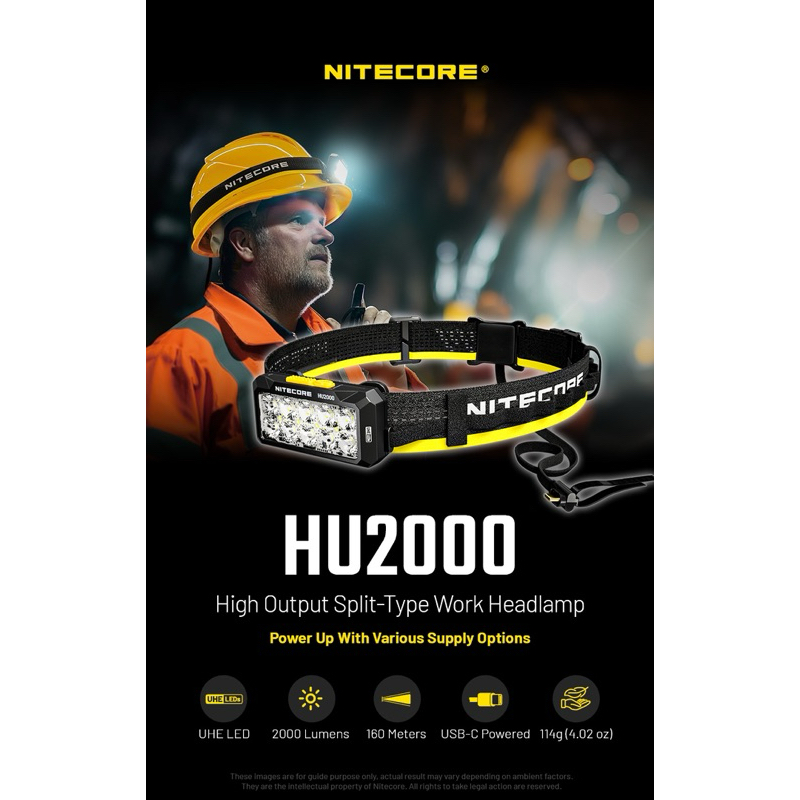 ไฟฉายคาดหัว Nitecore HU2000 Lightweight Split-Type Industrial Headlamp : สินค้ารับประกัน 3 ปี ...