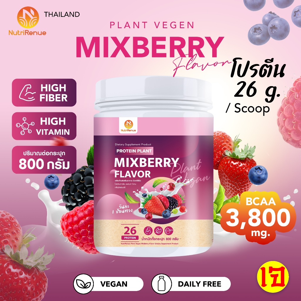 Plant Vegan Mix Berry แพลนโปรตีน สารอาหารครบ5หมู่ แพลนท์ วีแกน รสมิกซ์ ...