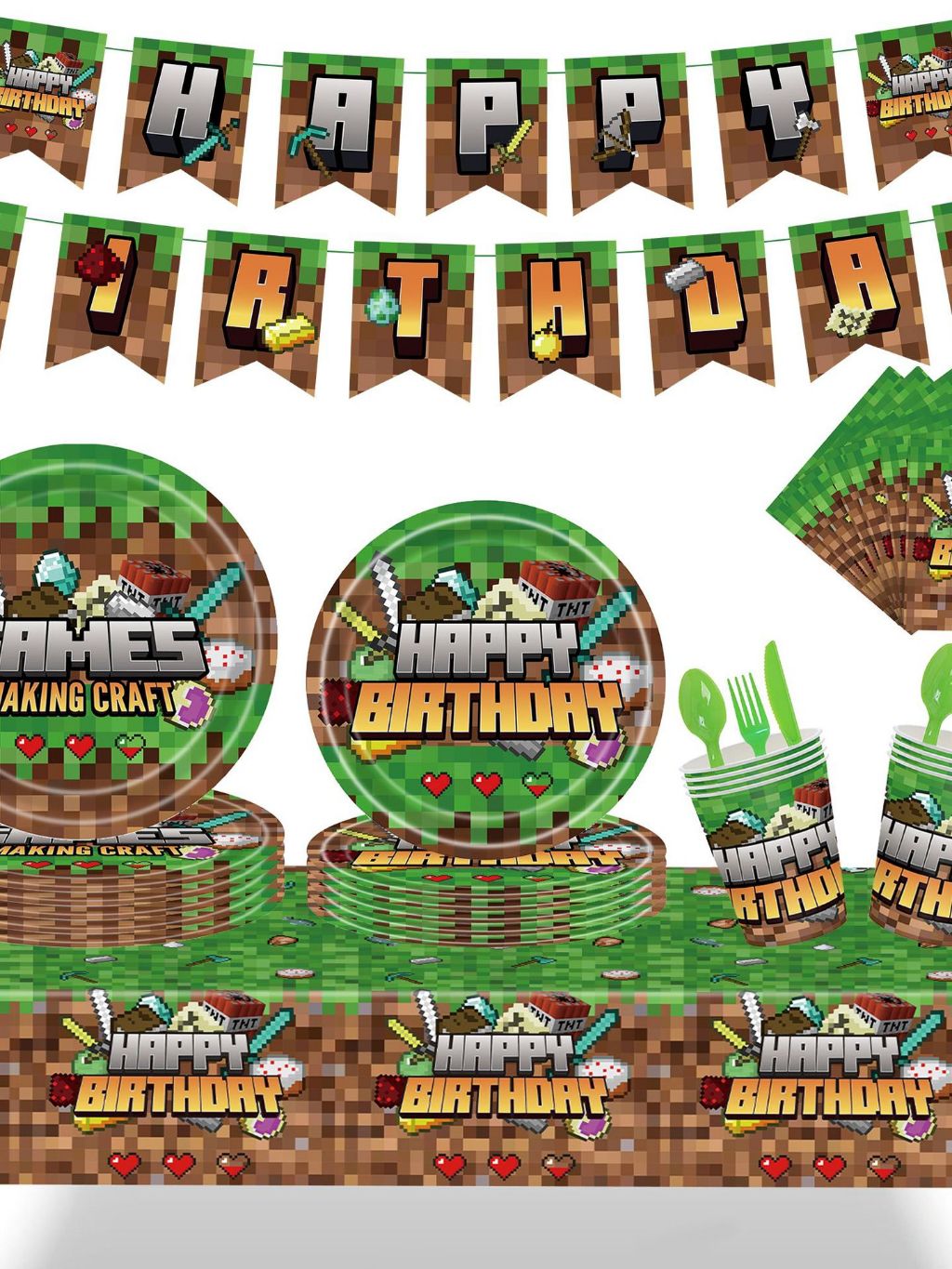 Table Set Minecraft ทิชชู่ เปเปอร์บันติ้ง ป้ายห้อย เซ้ต โต๊ะอาหาร วัน ...