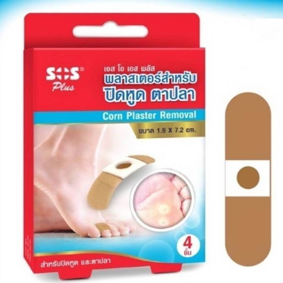 SOS plus พลาสเตอร์ ปิดหูด ตาปลา Corn Plaster Removal แผ่นแปะตาปลา [4 ...
