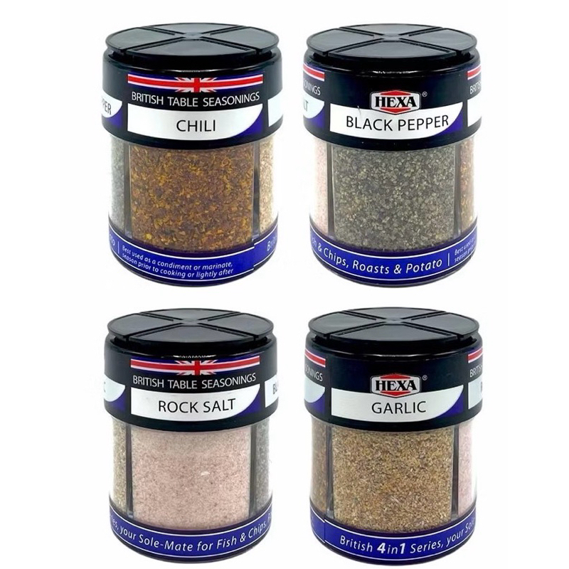 Hexa 4 in 1 Black Pepper Salt Garlic and Chili 85g-เครื่องปรุงรส ...