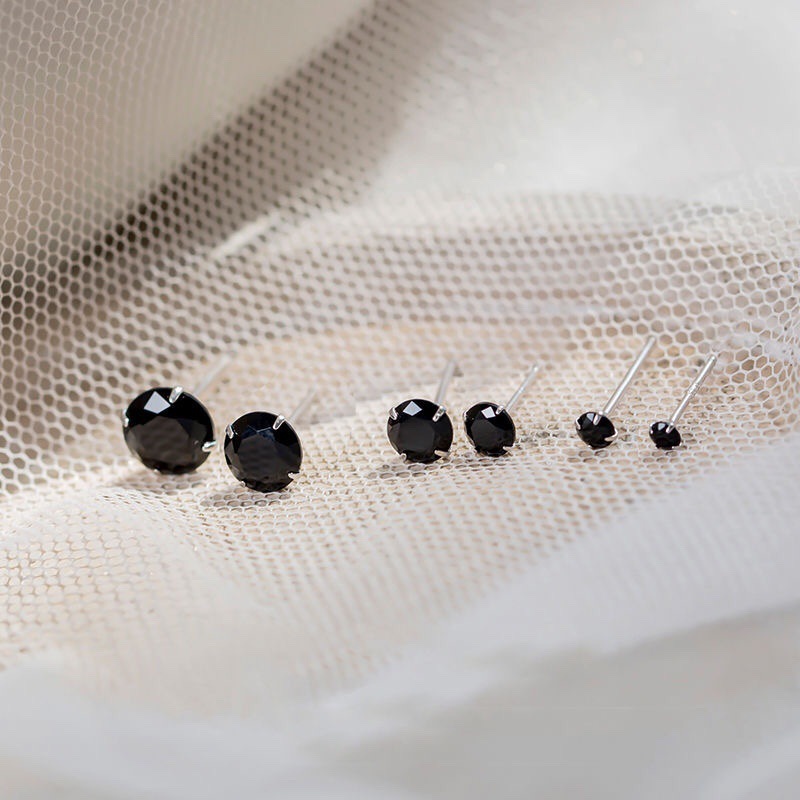 ต่างหูสตั๊ดเกลียว สีดำ สีขาว ก้านต่างหูสเตนเลส สไตล์INS ไม่ลอกไม่ดำ E01 ...