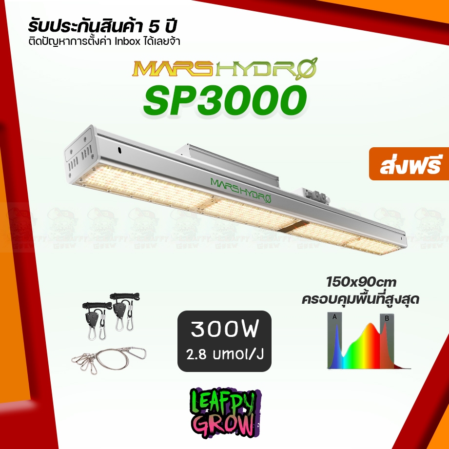 [ส่งฟรี] Mars Hydro SP3000 ไฟปลูกต้นไม้ มีดิมเมอร์ LED Full Spectrum Grow Light รุ่นใหม่ 300w ...