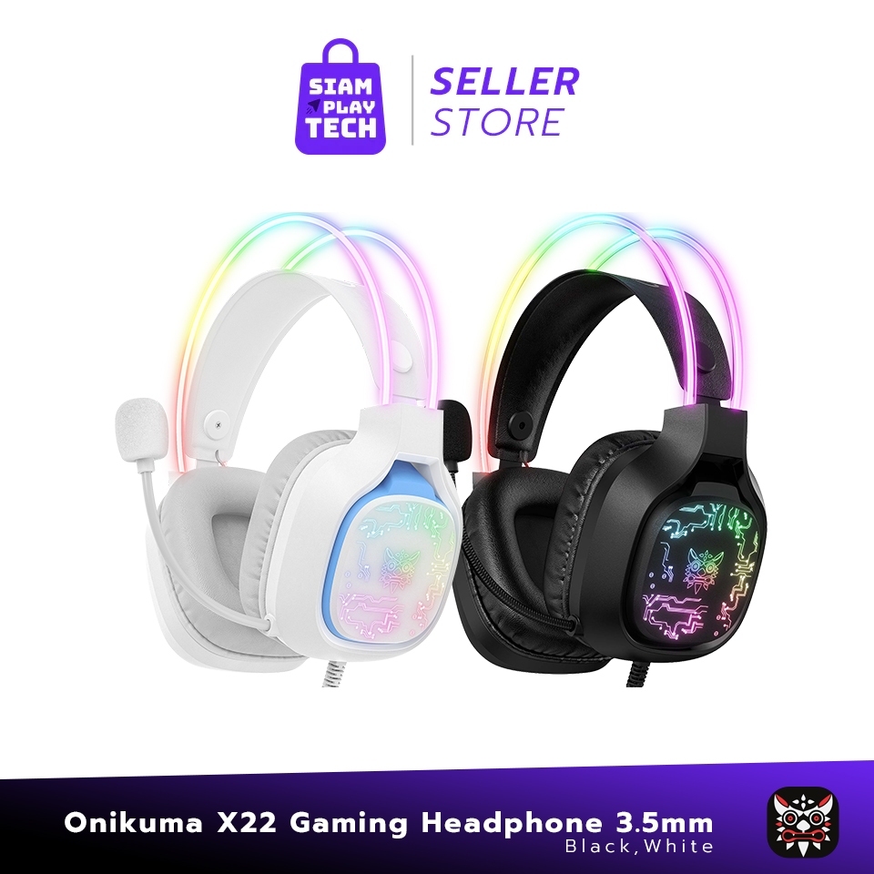ONIKUMA X22 Gaming Headset หูฟังแบบมีสาย ไดร์เวอร์ลำโพงขนาด 50 มม. มีไฟ ...