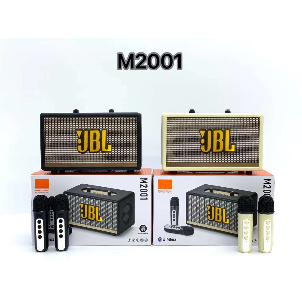 ใหม่ JB M2001ลำโพงบลูทูธ ไมโครโฟนคู่ แบบพกพา ลำโพงร้องคาราโอเกะ USB TF ...