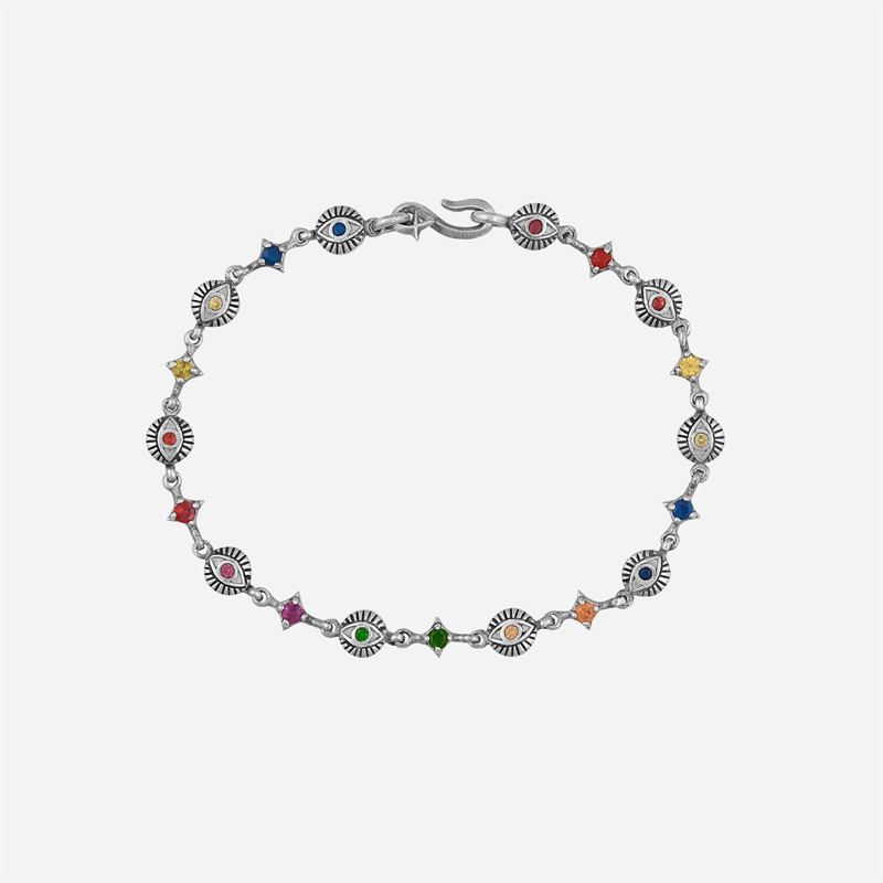 THIRD EYE 925 SILVER MULITCOLOR GEMS BRACELET | Shopee Thailand