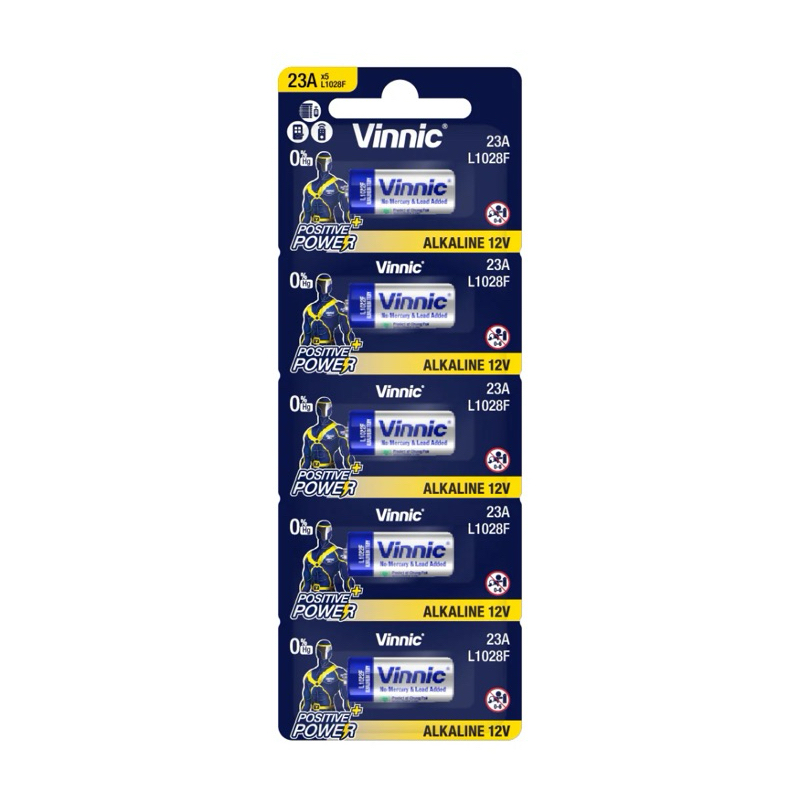 (5ก้อน) ถ่านรีโมท Vinnic 23A, L1028F 12V ของใหม่ ของแท้ เทียบเบอร์ 23A ...