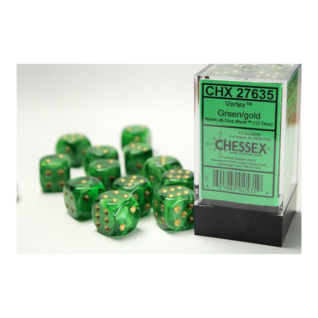 [ของแท้] ลูกเต๋า Chessex Dice Vortex 16mm d6(12 Dice) สำหรับเกมกระดาน ...
