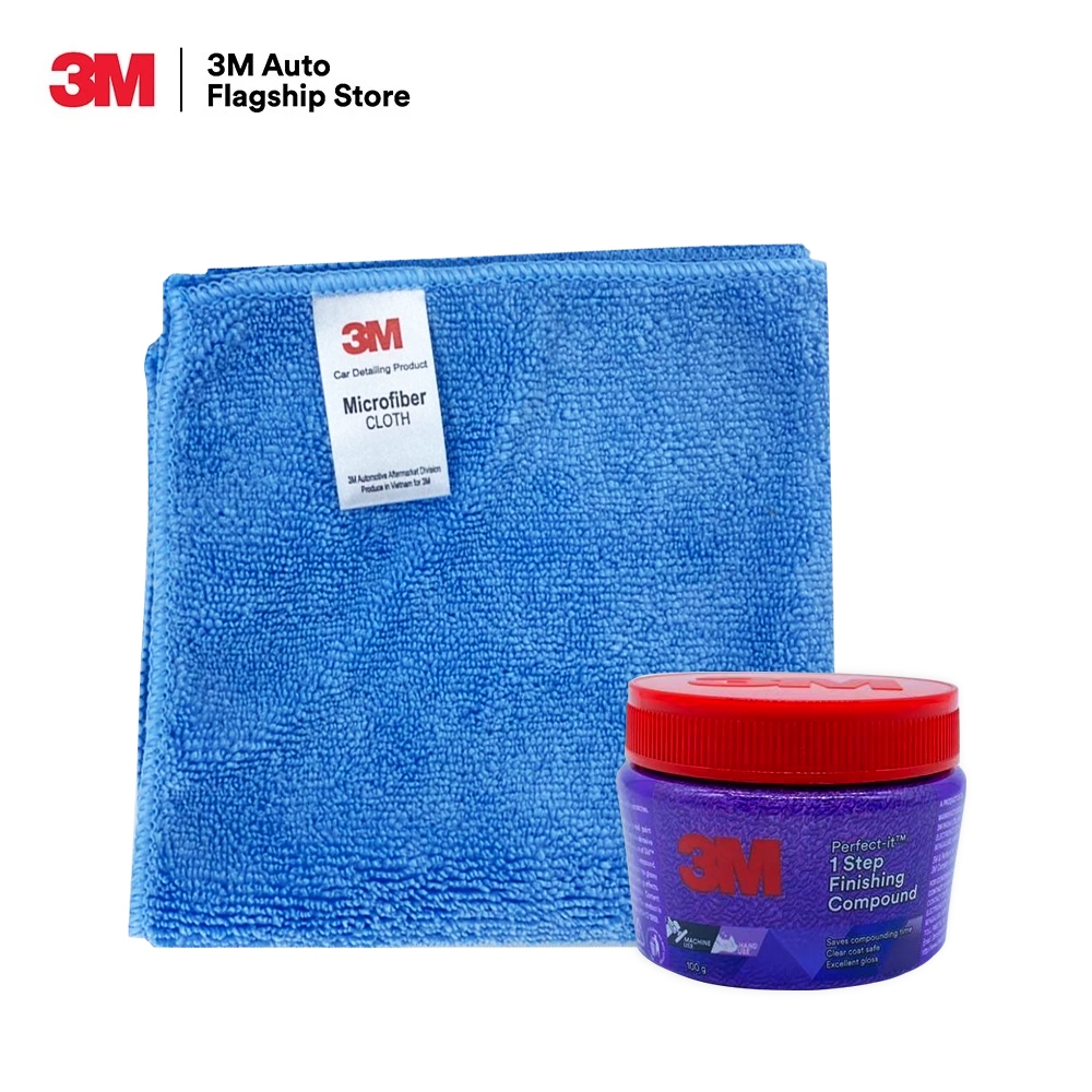 3M PERFECT-IT II 1 STEP น้ำยาขัดสี ลบรอยขนแมว + 3M ผ้าไมโครไฟเบอร์ ...