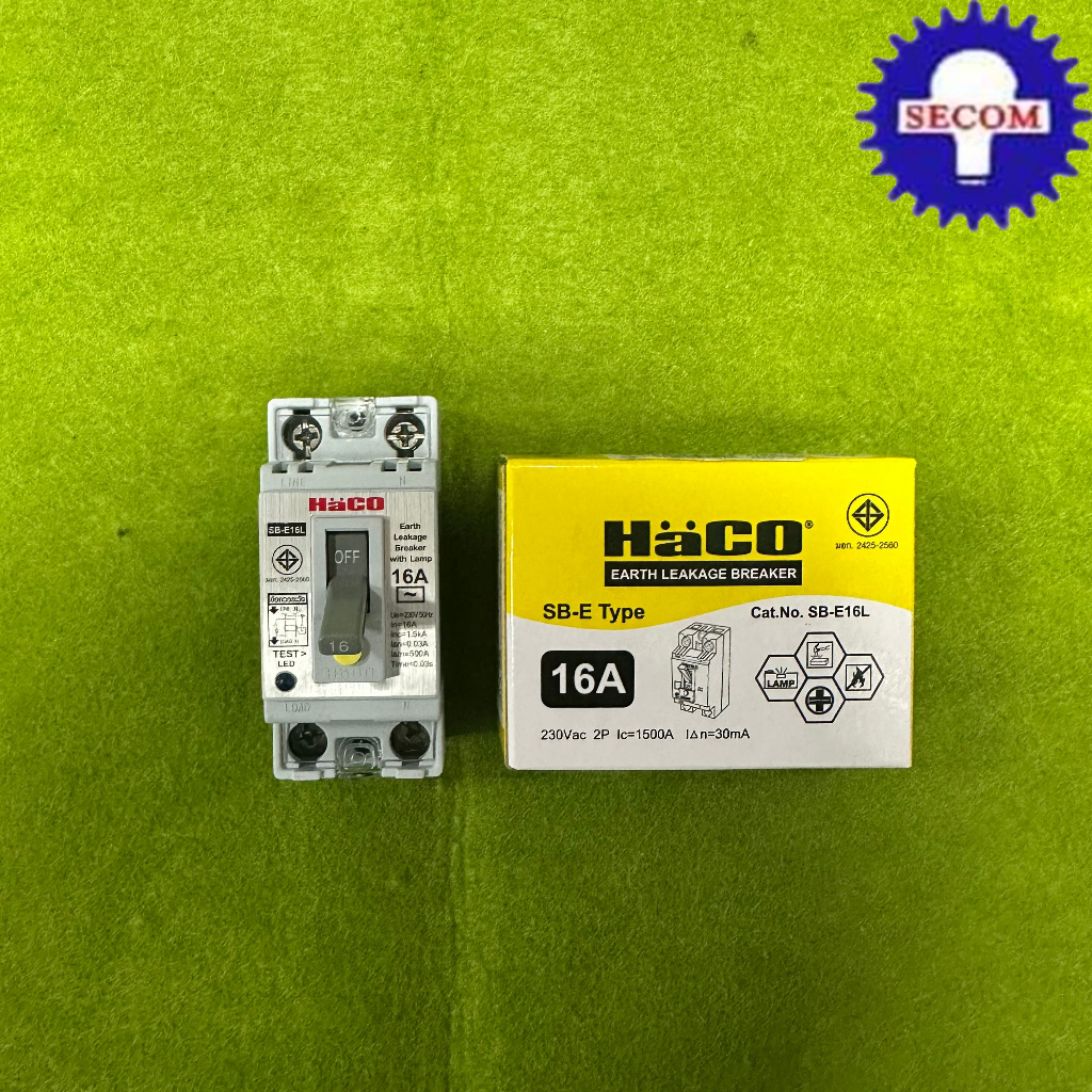 HACO เซฟตี้เบรกเกอร์กันไฟดูด/กันไฟรั่ว 16A มีสัญญาณไฟสีฟ้า เบรกเกอร์ตัดไฟ เบรกเกอร์ป้องกันไฟ ...