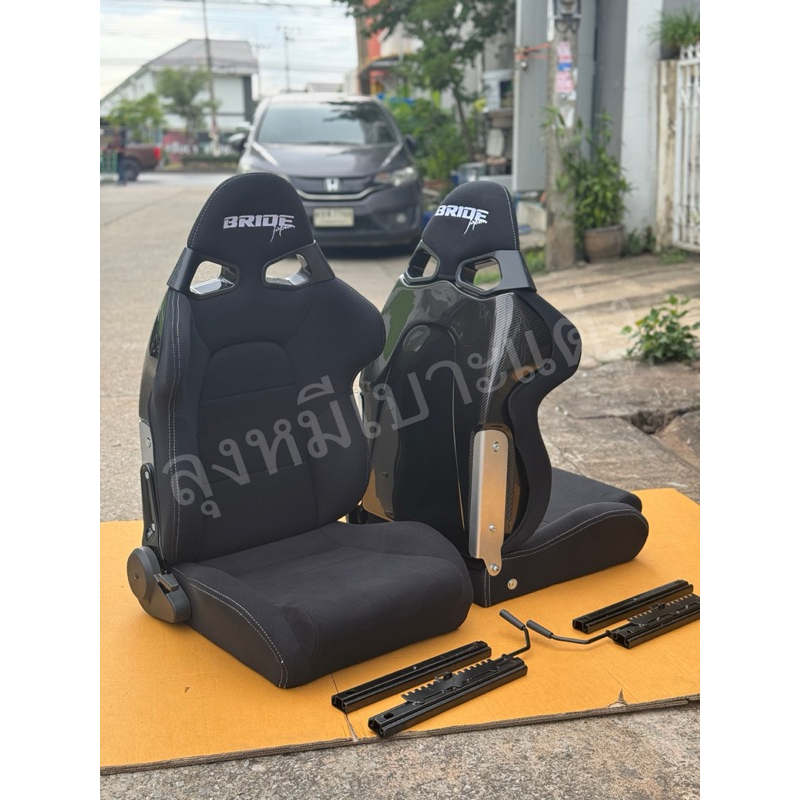 เบาะ BRIDE Vorga หลัง Fiber Kevlar งานผ้ากำมะหยี่เกรดพรีเมี่ยม สีดำล้วน ...