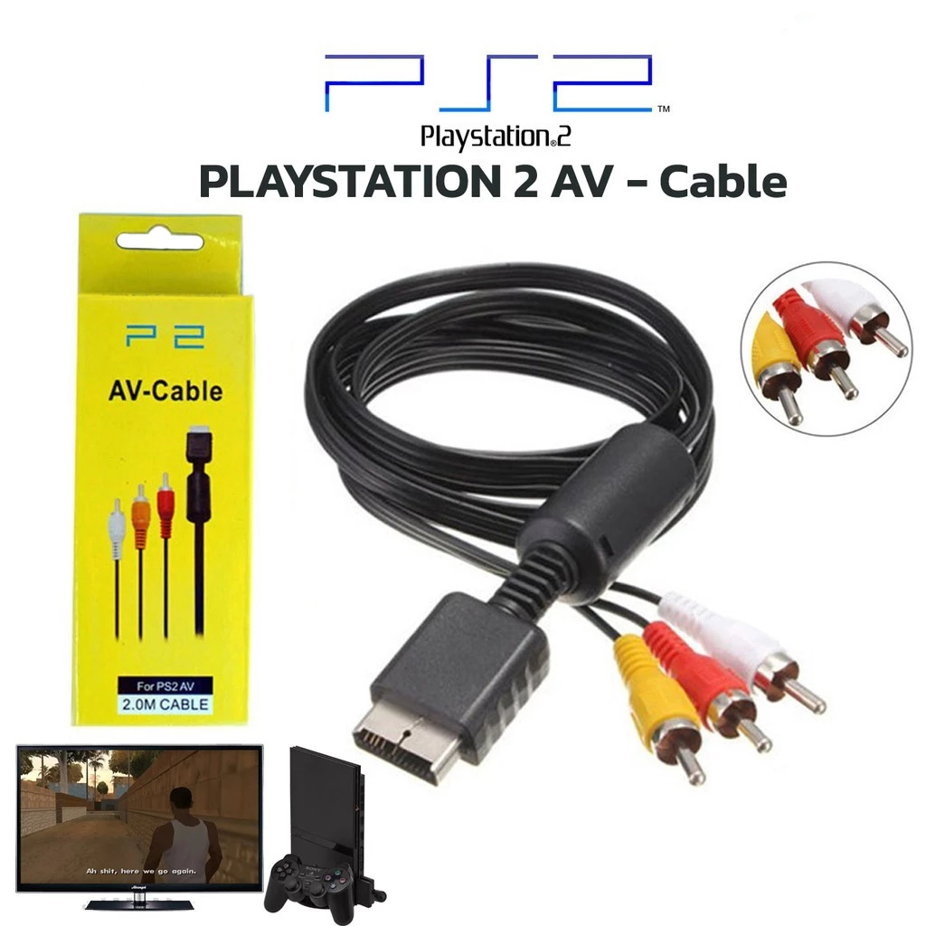 PS1 PS2 PS3 Audio Video AV Cable Cord Wire to 3 RCA TV Lead for Sony ...