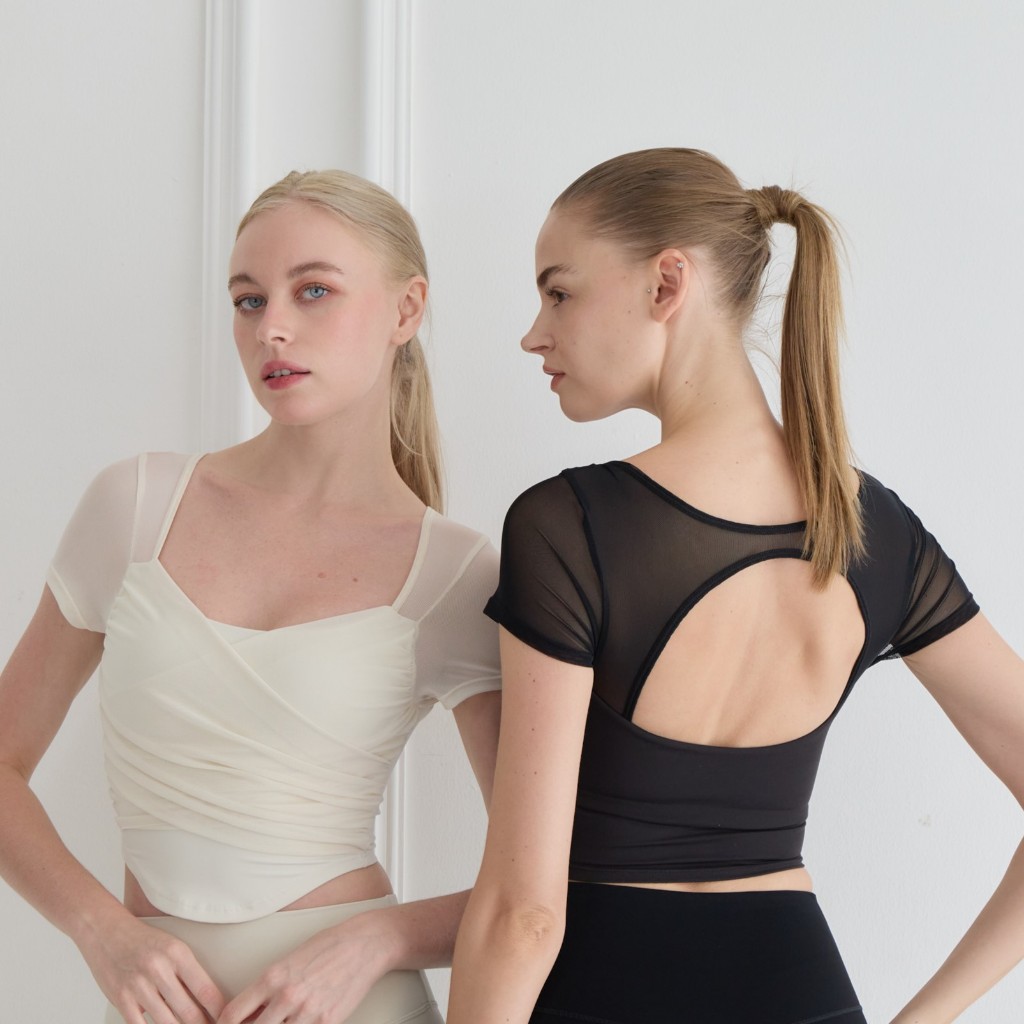 Penny Activewear สปอร์ตบรา แขนสั้น ซีทรู มีฟองน้ำ* คอDiamond รุ่น Nancy ...