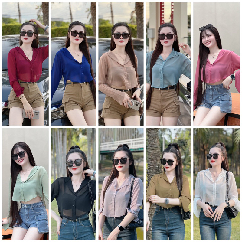 ครอปเชิ้ตชีฟอง (C01) | Shopee Thailand