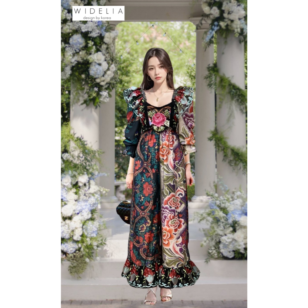 Widelia made in Korea จั้มสูทตัวยาวปลายแขนสม็อค | Shopee Thailand
