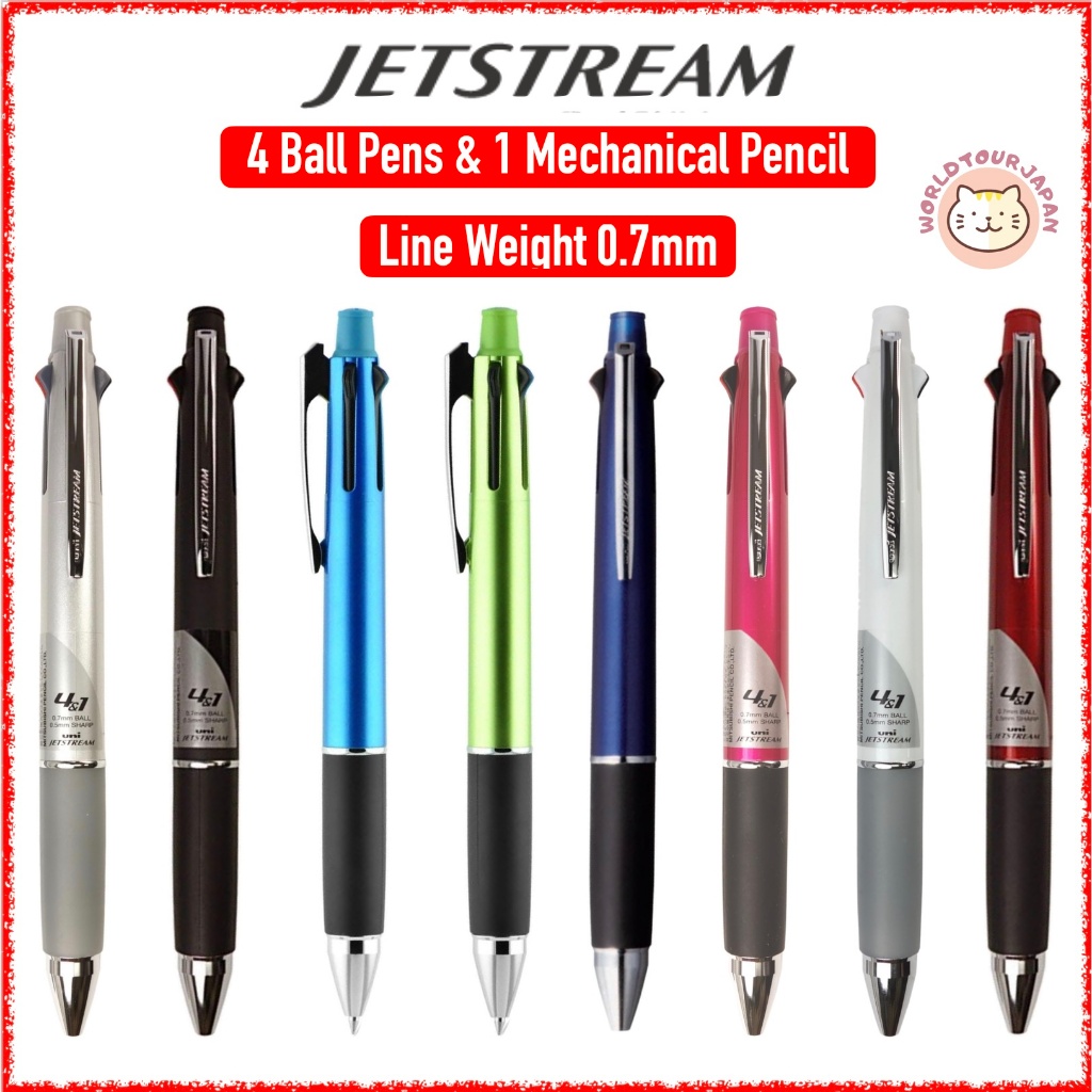 MITSUBISHI PENCIL / JETSTREAM / Multi Functional 4&1 Pen / 4 Permanent Ink Ballpoint Pens and 1 ...