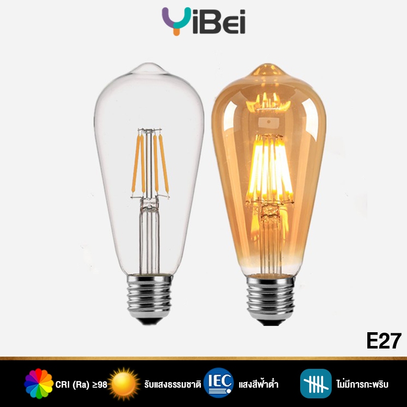 E27 LED Filament Edison Bulb Lamp G80 หลอดไฟ longzu หลอดไฟวอร์มไวท์ ...