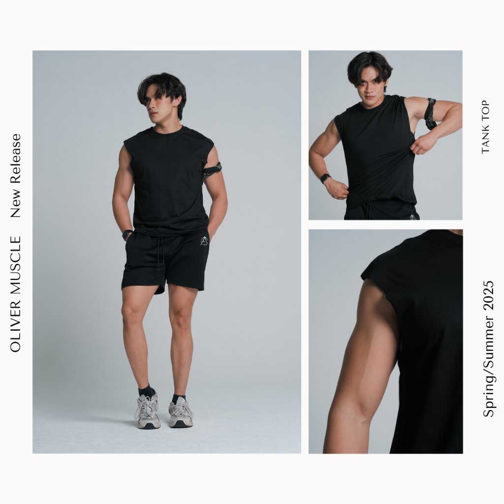 OLIVER MUSCLE เสื้อยืดแขนกุดทรงเกาหลี สีพื้น ผ้านุ่ม ใส่สบายไม่ร้อน ...