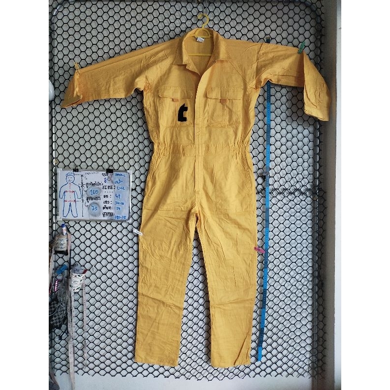 ชุดหมีช่าง Sowa.L (เอว 34"~36") สี เหลือง L to LLไม่มีรูขาด มีรอยเปื้อนเล็กน้อย | Shopee Thailand