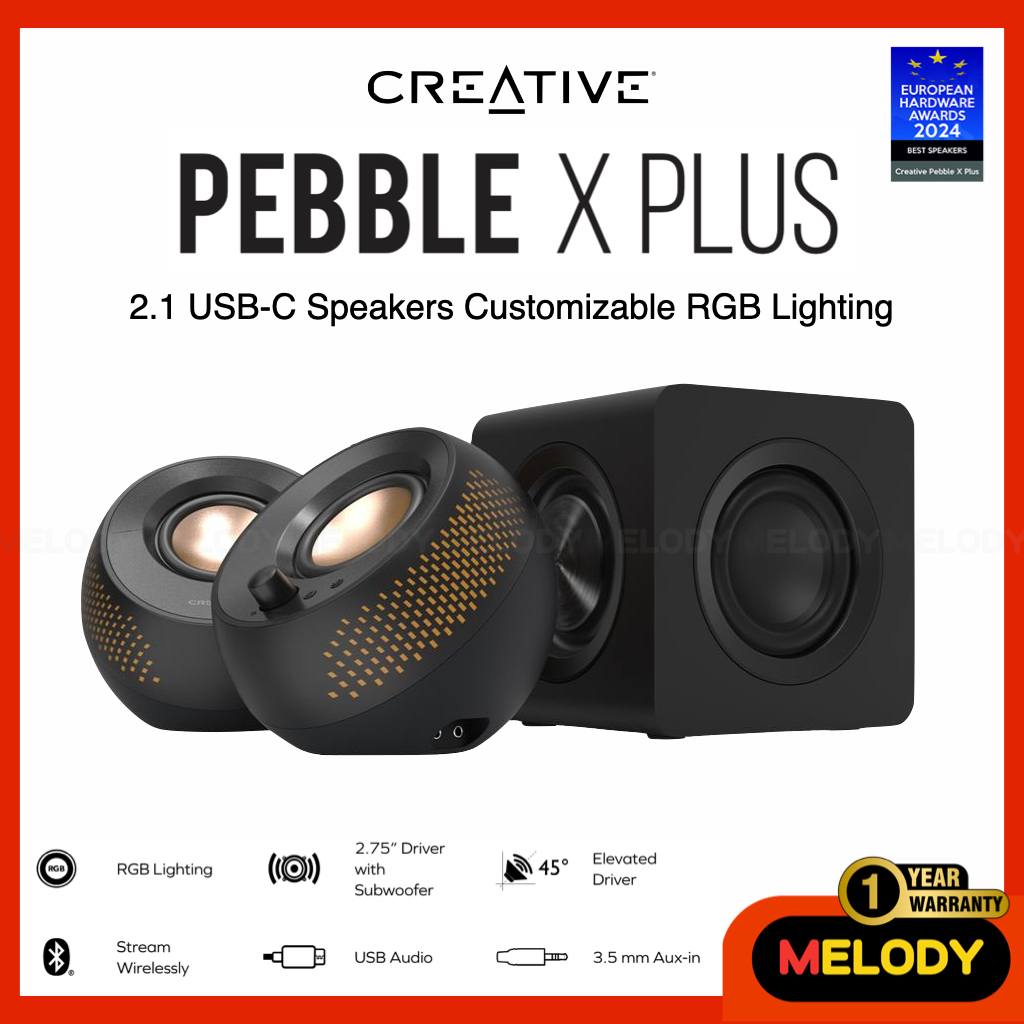 "Creative Pebble X Plus 2.1 USB-C Speakers Customizable RGB Lighting ...