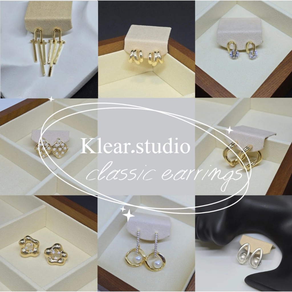 KLEAR.STUDIO - เซ็ตต่างหู Classy 3 ไม่ลอกไม่ดำ ต่างหูสแตนเลส พร้อมส่งจากไทย | Shopee Thailand