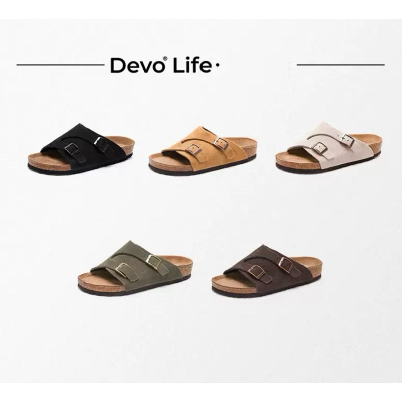 (ใช้โค้ดลดเพิ่ม 30%) DEVO LIFE CORK SLIPPERS | Shopee Thailand