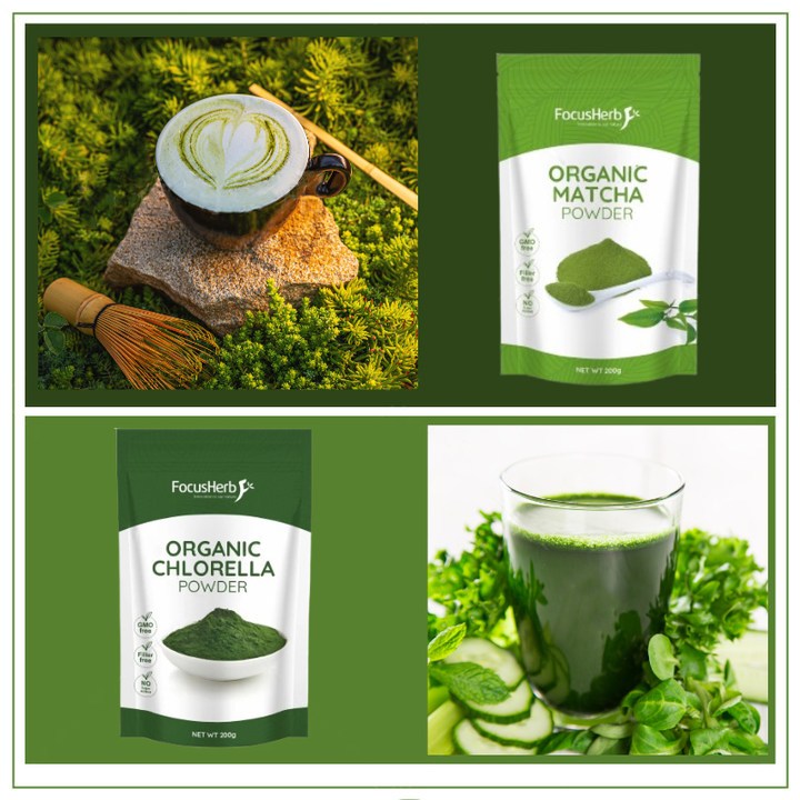 100% Organic Premium Matcha & Chlorella Combo - ผงชาเขียวมัทฉะพรีเมี่ยม ...