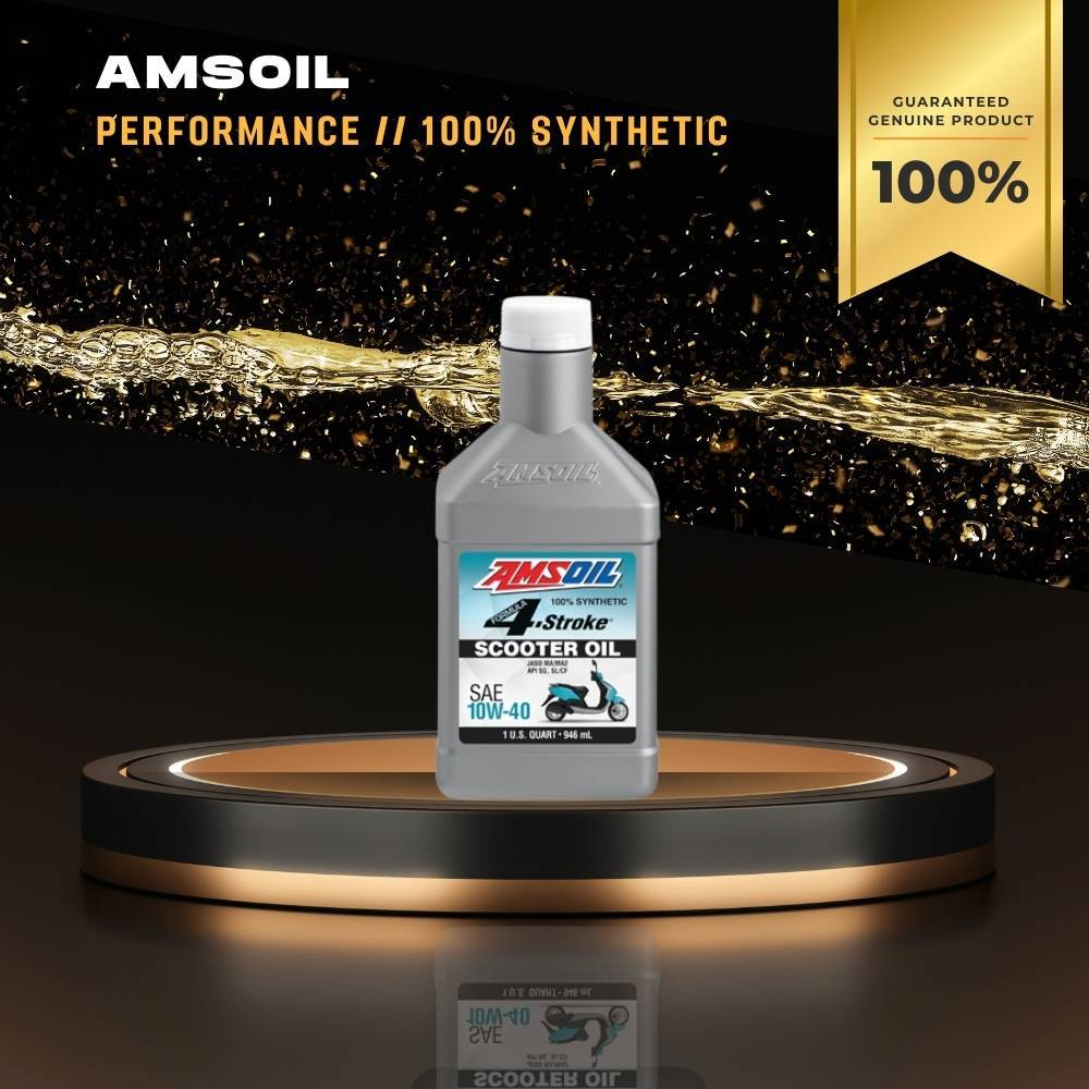 น้ำมันเครื่องรถออโต้ Amsoil Scooter 10W-40 ขนาด 0.946 ลิตร (ฝาขาว ...