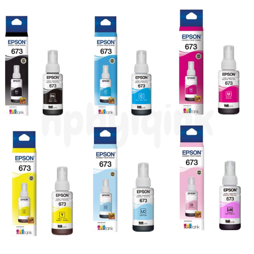 EPSON INK BOTTLE T673 /BLACK /CYAN /MAGENTA / YELLOW/LIGHT CYAN/LIGHT ...