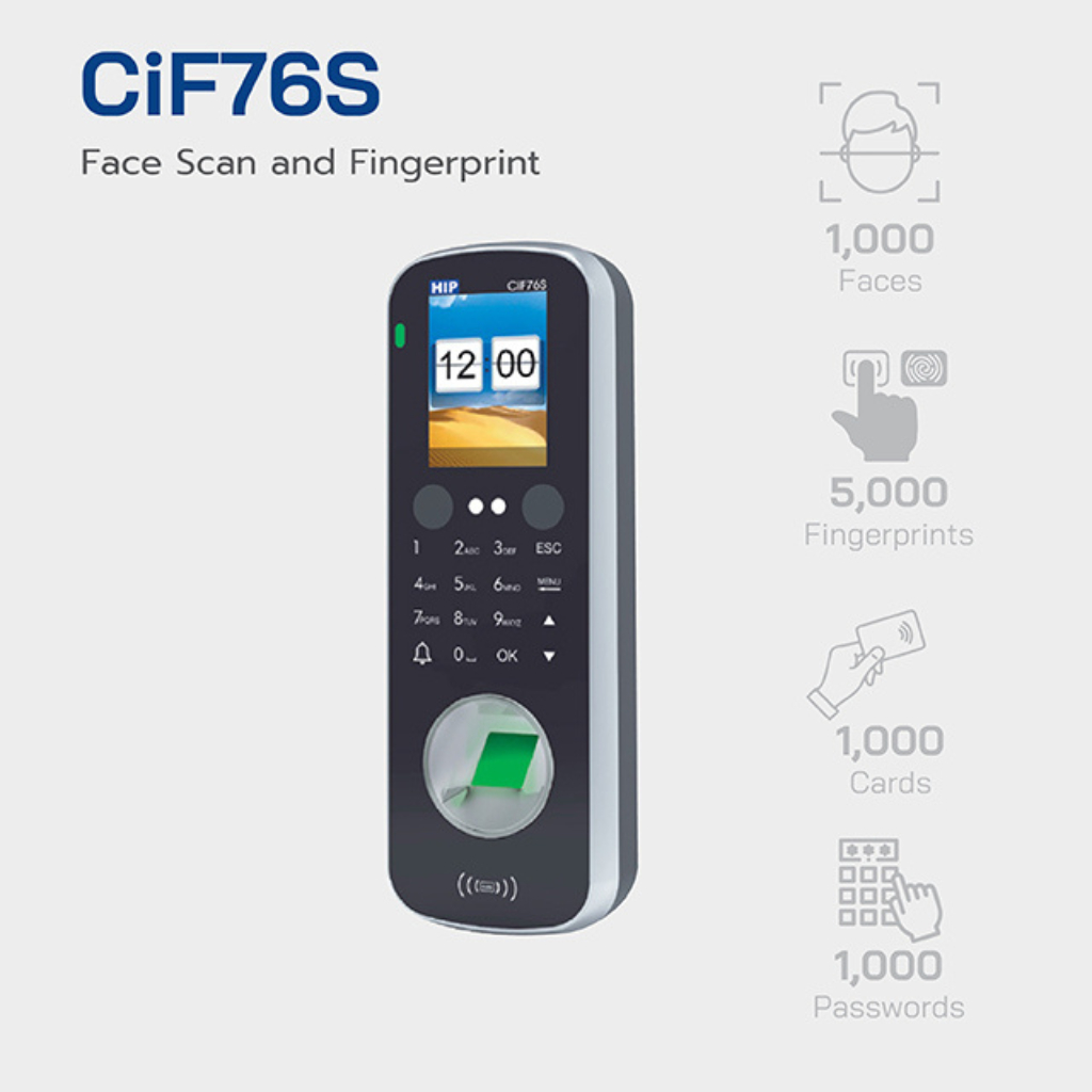 เครื่องสแกนใบหน้า สแกนลายนิ้วมือ HIP Face Scan and Fingerprint Access Control รุ่น CiF76S ...
