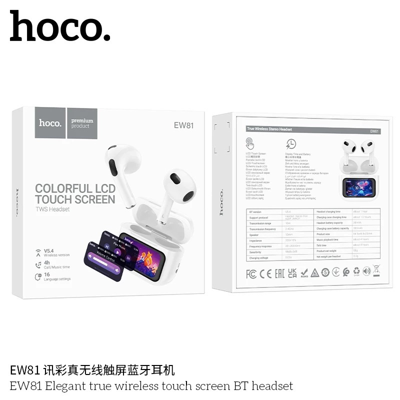 Hoco EW81 หูฟังบลูทูธไร้สาย คุณภาพเสียง 5.4 หน้าจอสัมผัสLCD พร้อม ...