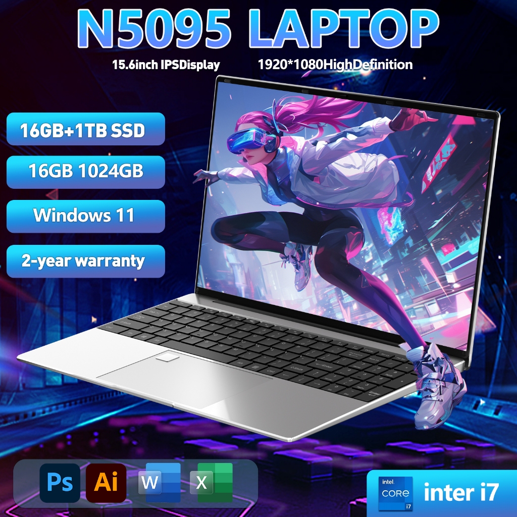 AUSS laptop 15.6 นิ้วใหม่เดิม N5095 Intel Core i7 แล็ปท็อปการเล่นเกม ...