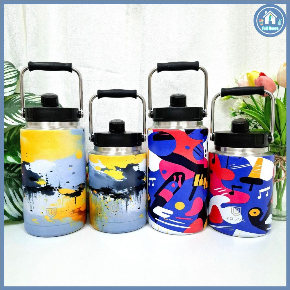 กระบอกน้ำเก็บอุณหภูมิความร้อน-เย็น Mahobin มีหลอดพร้อมหูจับ SUS316 ความจุ1.5 L./ 1500 ml. M-1500 ...