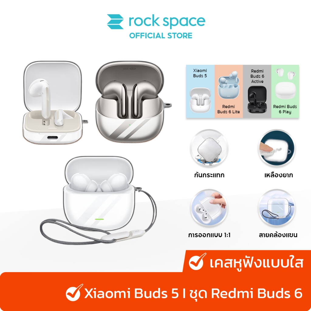 ROCK เคส Redmi Buds 6 Play/6 Active/6 Lite/6 Pro เคสหูฟังแบบใส I เหลือง ...