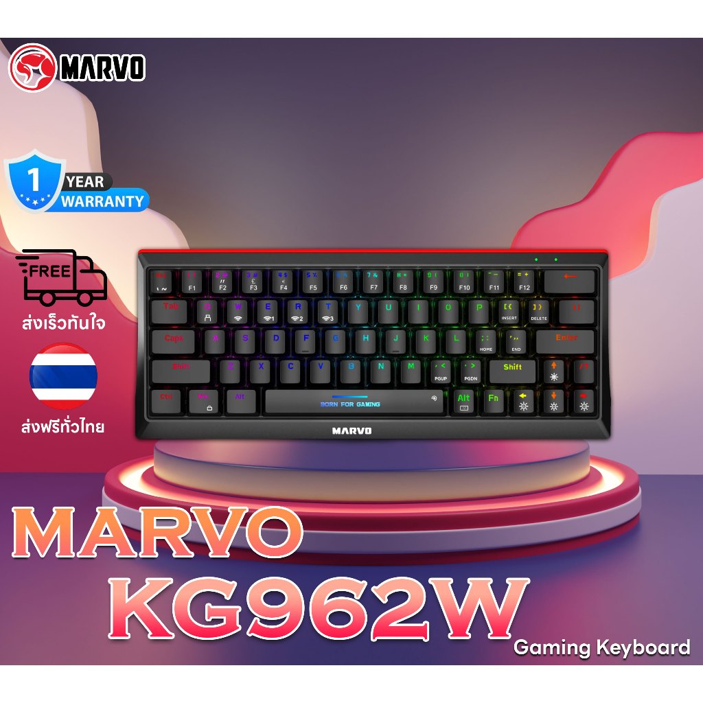 Marvo KG962W Gaming mechanical keyboard Red Switch RGB 12 Mode [Key EN ...