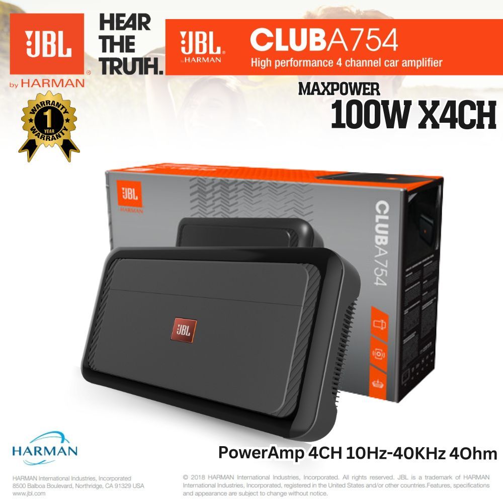 AMP JBL-CLUB-A754 เพาเวอร์แอมป์ ติดรถยนต์ 4แชลเเนล สินค้าของเเท้ รับประกันการใช้งาน1ปีC2Dจัด ...