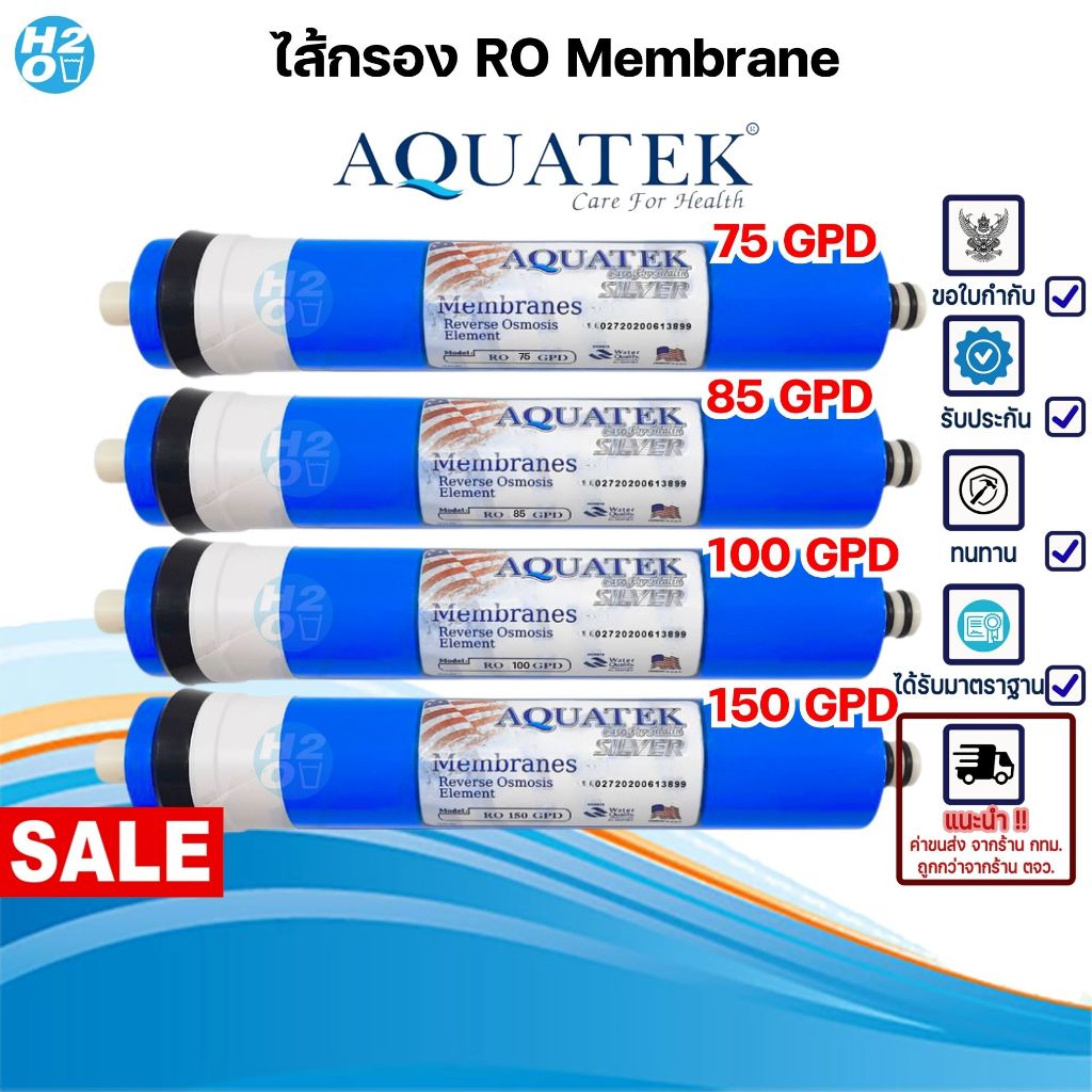 AQUATEK ไส้กรองน้ำ ไส้กรองเมมเบรน RO Membrane 75 85 100 150 GPD เครื่องกรองน้ำ ตู้น้ำหยอดเหรียญ ...