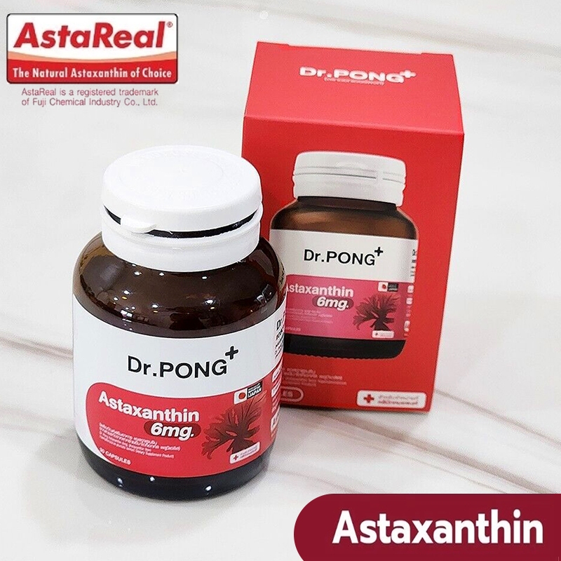 Dr.PONG Astaxanthin 6 mg AstaREAL ดอกเตอร์พงศ์ เนเชอรัล แอสตาแซนธิน 6 มก Anti-aging supplement ...