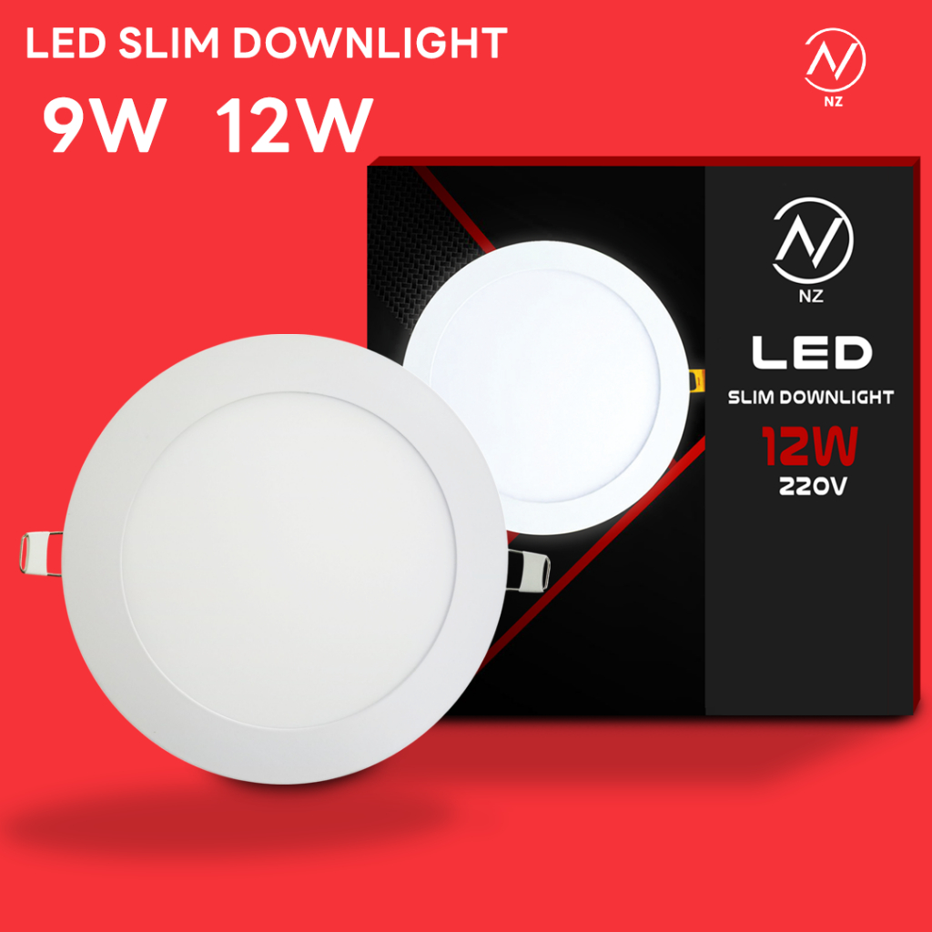 NZ โคมไฟดาวน์ไลท์ LED 9W 12W โคมฝังฝ้า โคมเพดาน ดาวน์ไลท์ สลิม แบบฝัง ...