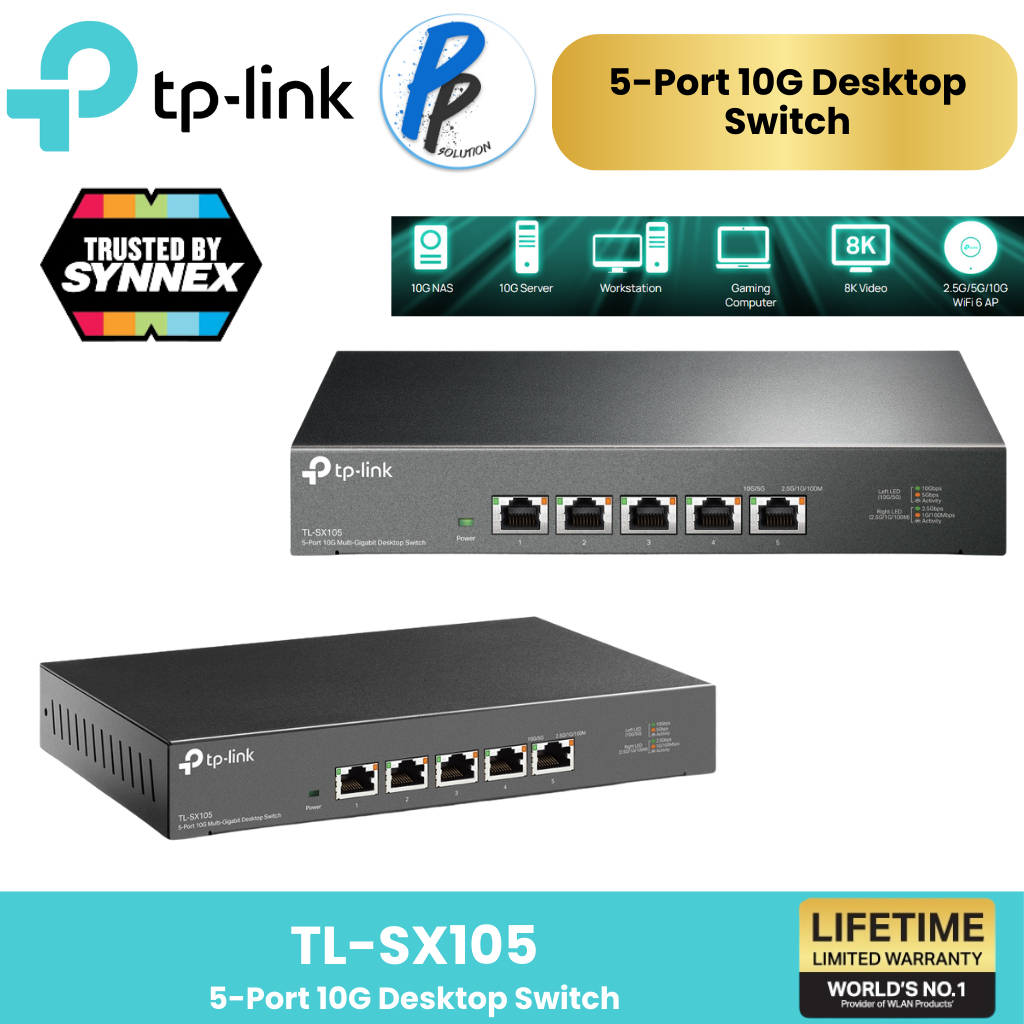 TP-LINK SX105 5-Port 10G Desktop Switch Five 10 Gbps Ports. 5× 10-Gigabit ports | Shopee Thailand