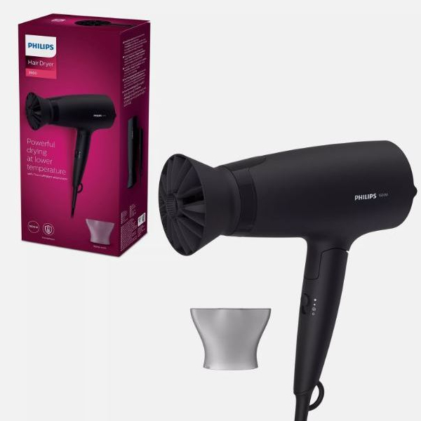 Philips ไดร์เป่าผม 1600W รุ่น BHD308 สีดำ เป่าแห้งฉับไว | Shopee Thailand