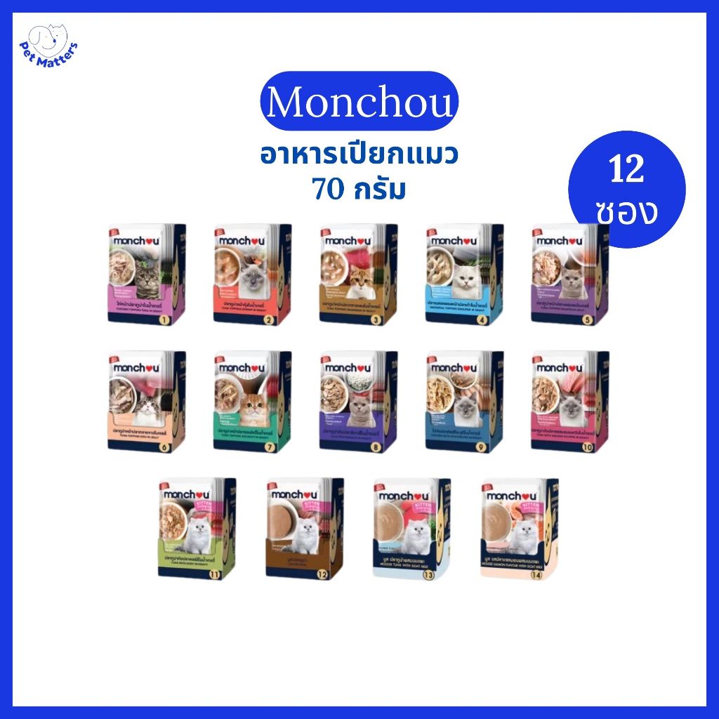 [12 ซอง] Monchou Classic มองชู คลาสสิก อาหารแมวชนิดเปียก ขนาด 70 กรัม | Shopee Thailand