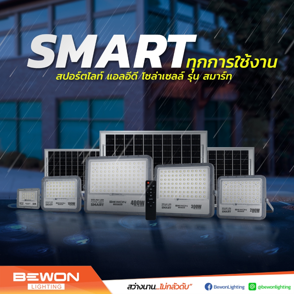 สปอร์ตไลท์ โซล่าเซลล์ รุ่นสมาร์ท Bewonlighting | Shopee Thailand