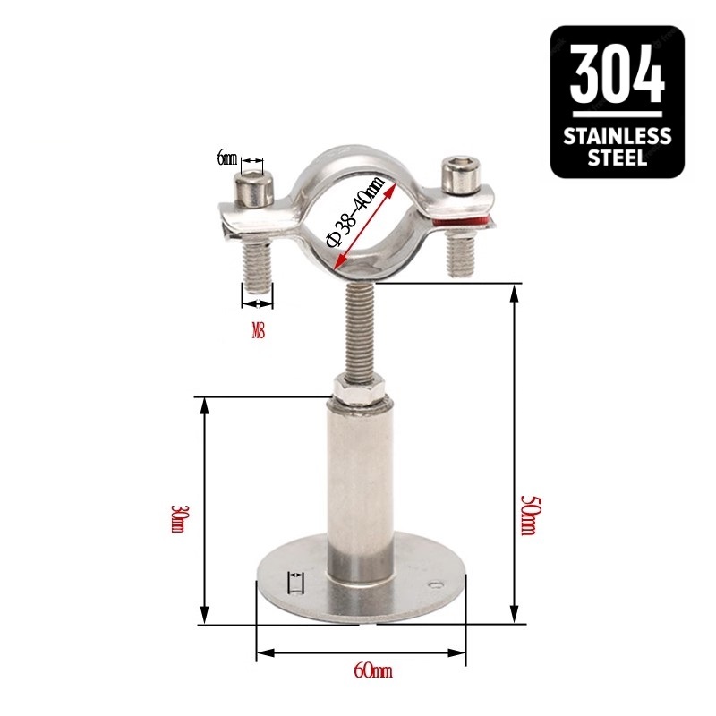 Pipe Calmp SS304 ขนาด 1.1/4 นิ้ว(38-40mm.) ปรับได้ 35-50mm. ที่ยึดท่อ ...